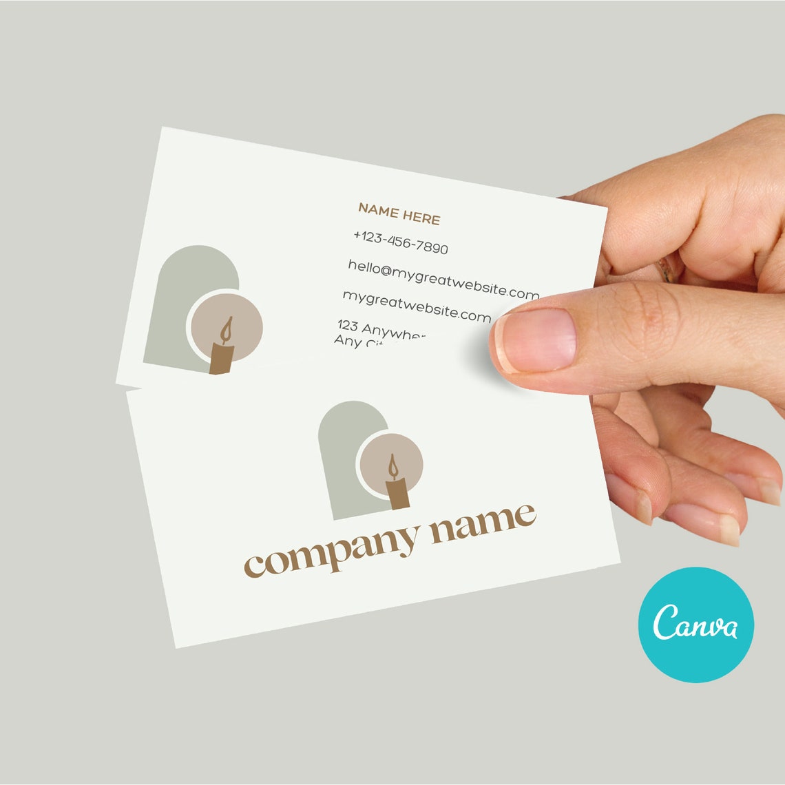 Candle Business Card Template Canva | Minimal Boho Business Card ...
