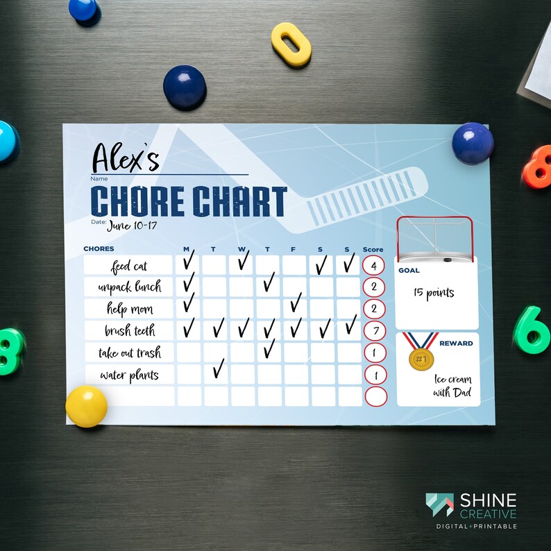 Hockey-themed Kids' Chore Chart | Printable PDF - Etsy