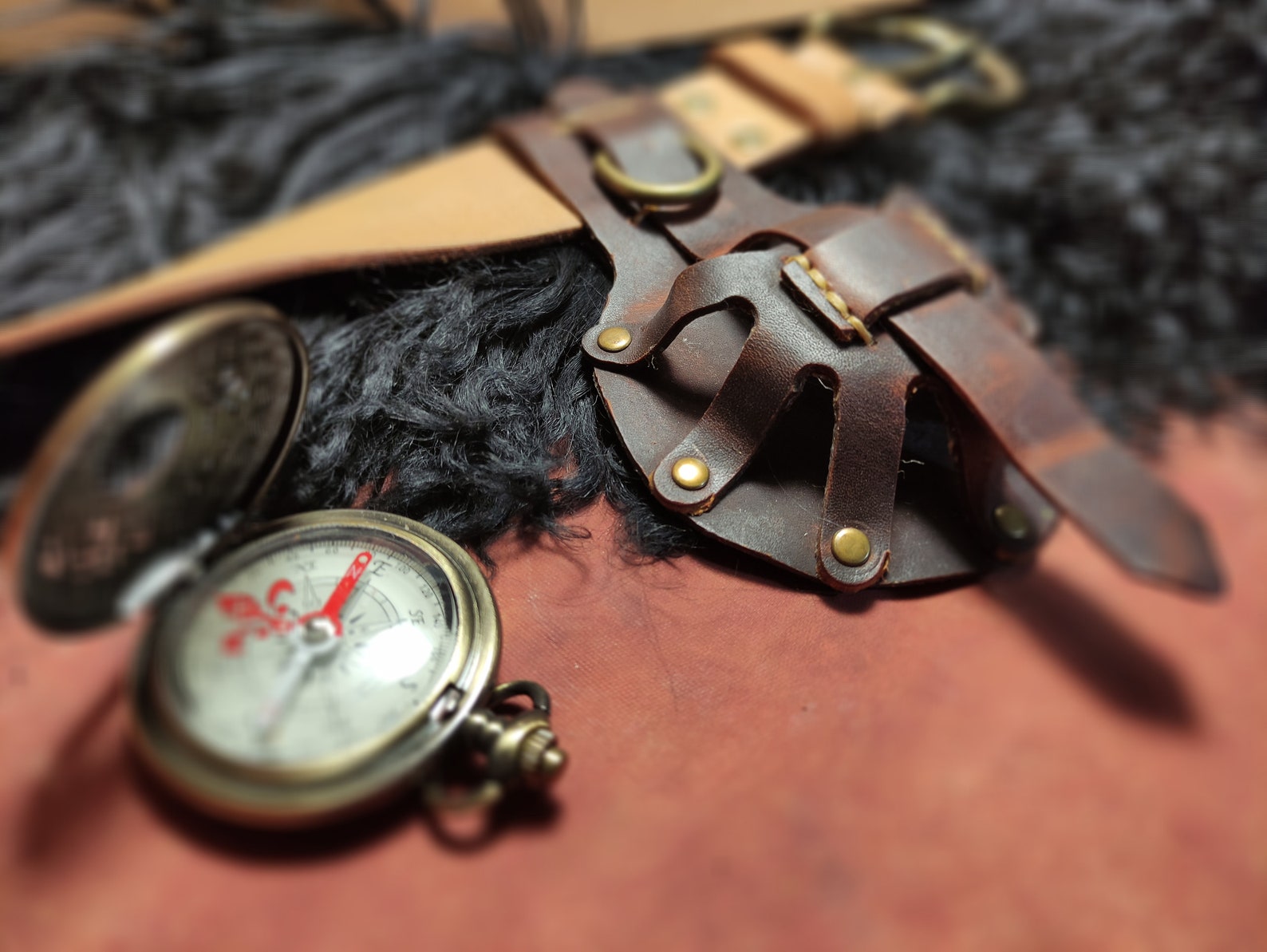 Steampunk Compass Leather Holster Steampunk Leather Holder | Etsy