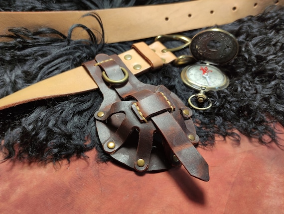 Steampunk Compass Leather Holster Steampunk Leather Holder | Etsy