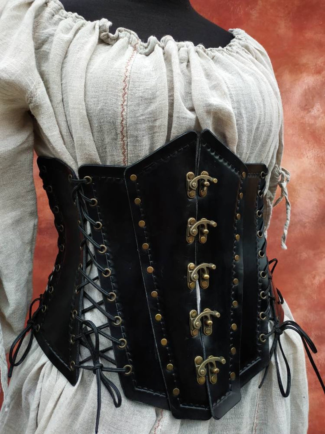 Leather Medieval Corset Underbust Belt Costumes Medieval Etsy