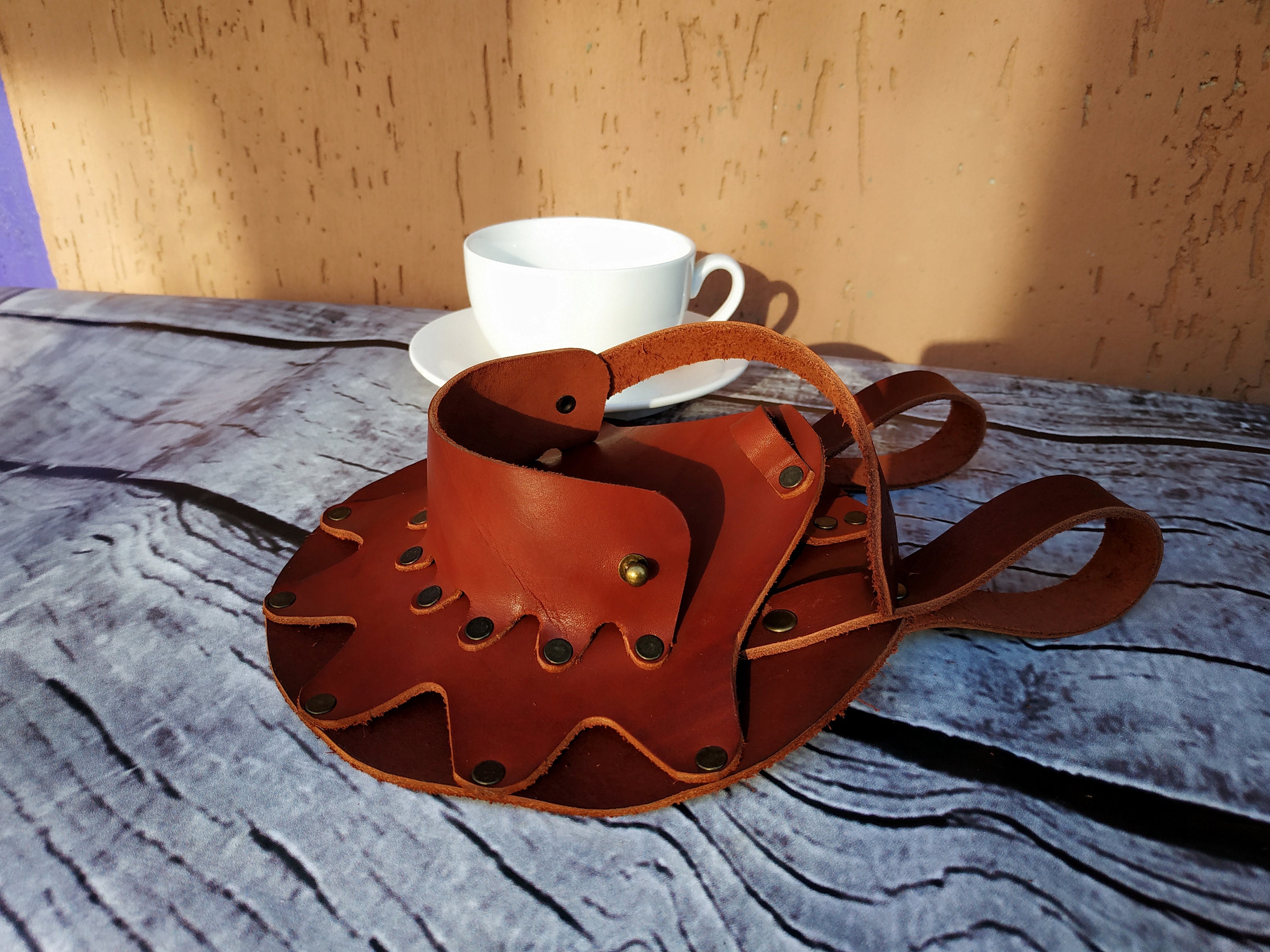 Leather Steampunk Tea Cup Holster: Cosplay LARP Accessory - Etsy