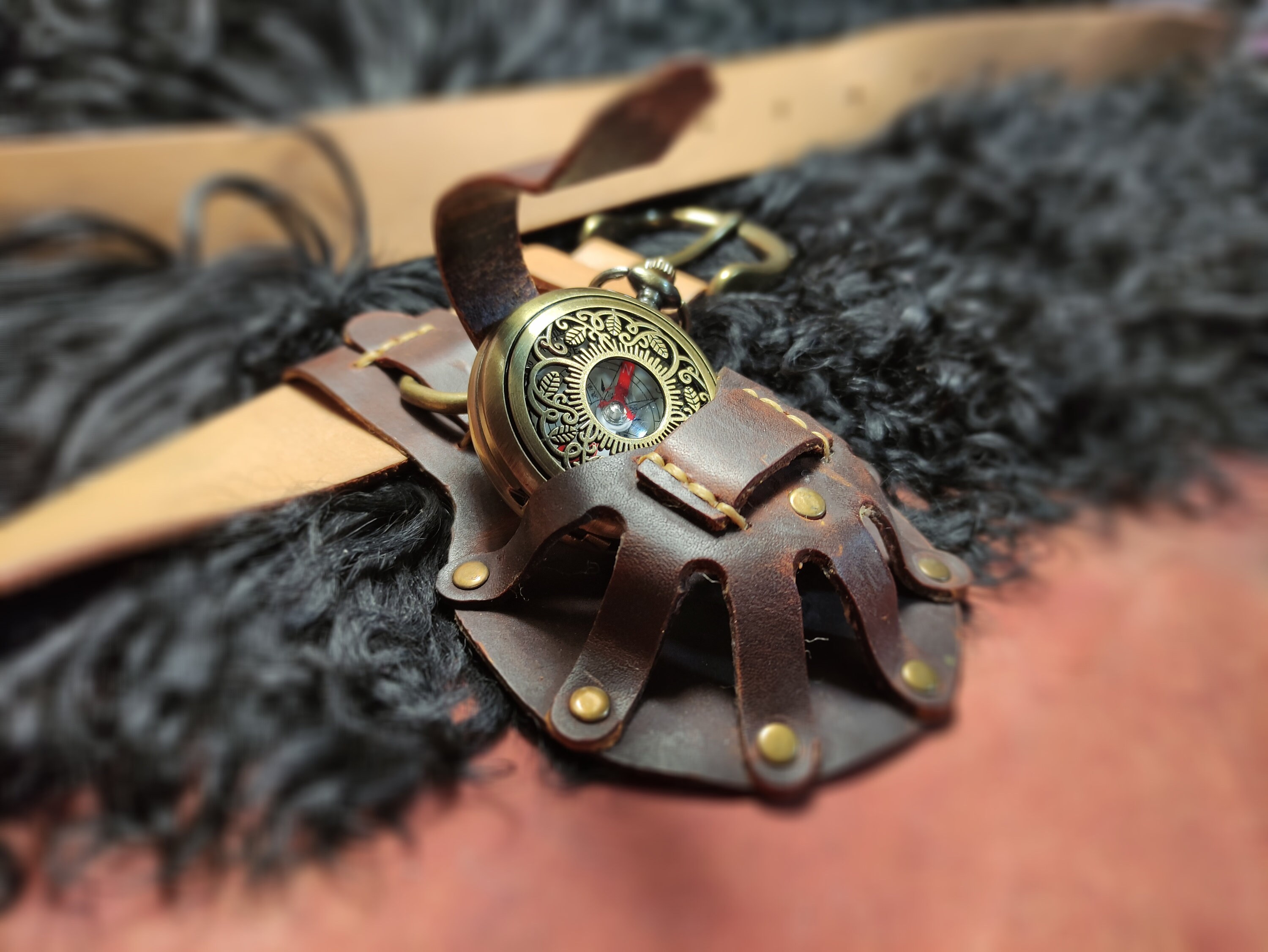 Steampunk Compass Leather Holster Steampunk Leather Holder | Etsy