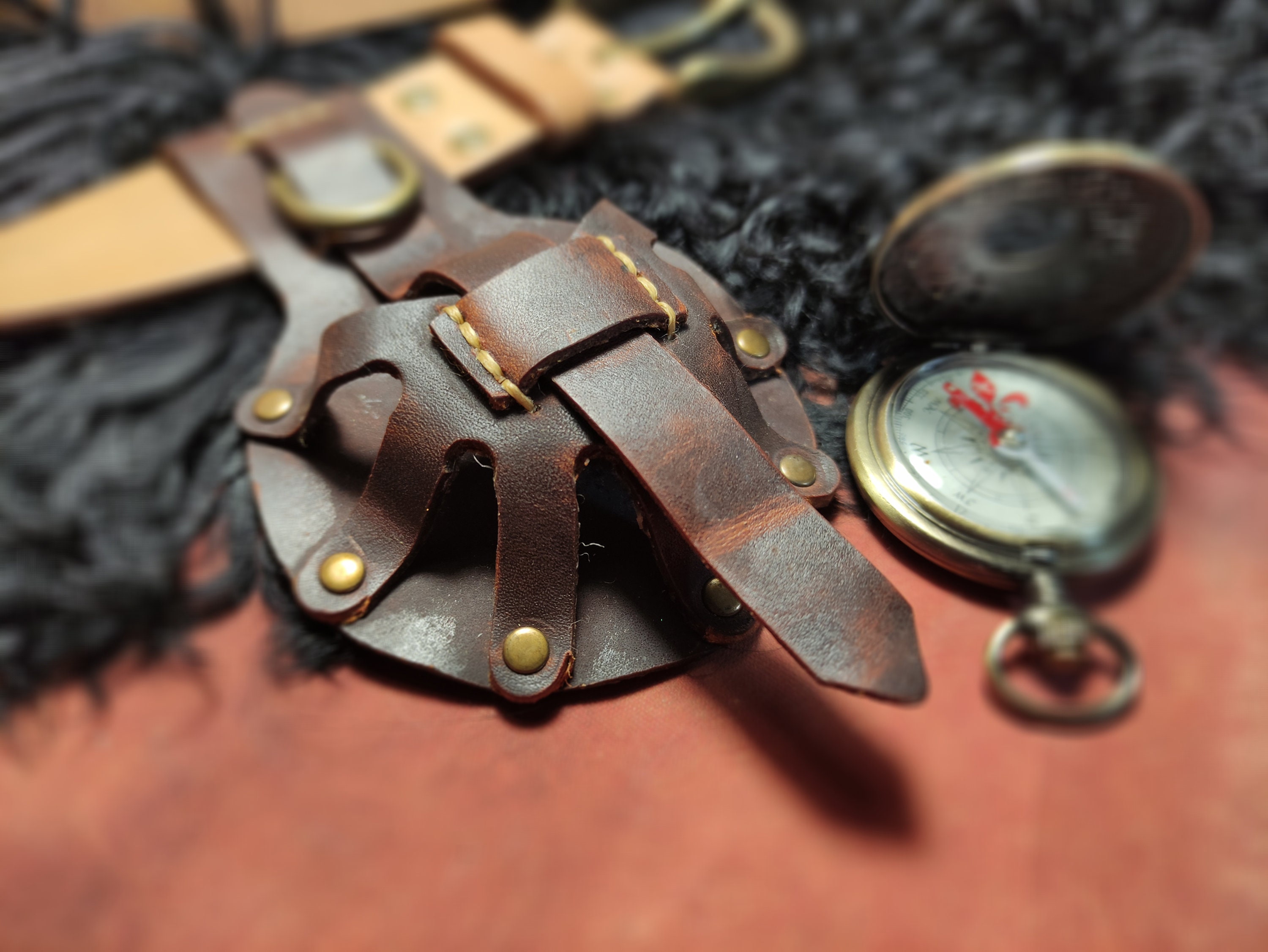 Steampunk Compass Leather Holster Steampunk Leather Holder | Etsy