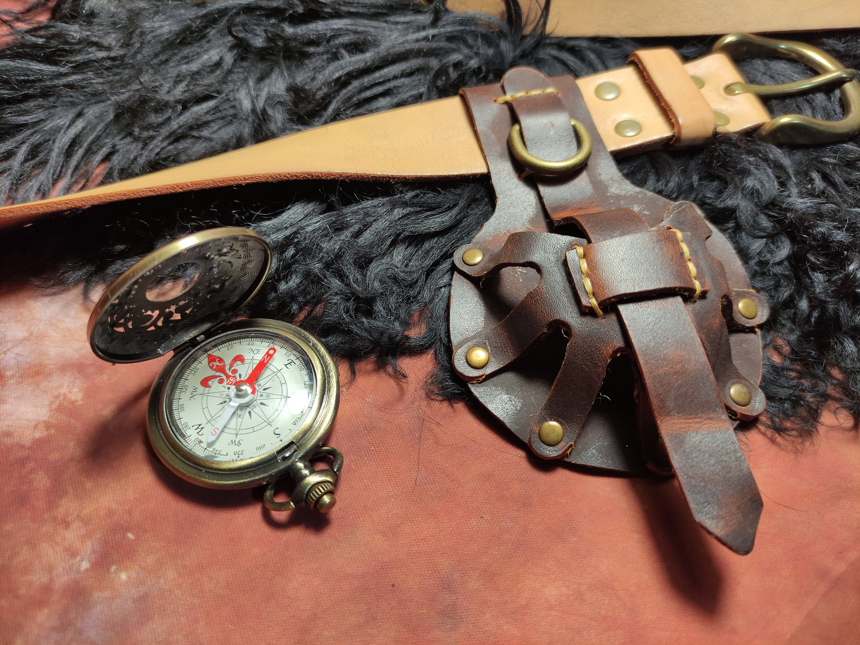 Steampunk Compass Leather Holster Steampunk Leather Holder | Etsy