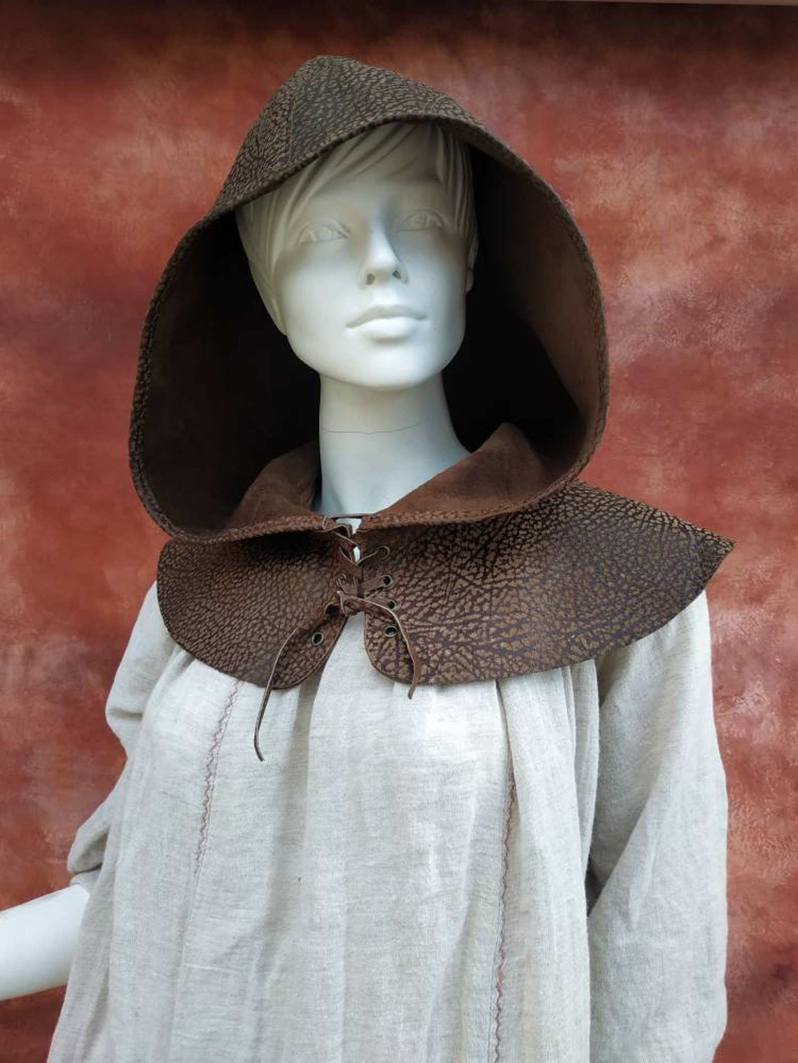 Medieval Leather Hood Leather Capelet Assassin Leather Hood | Etsy