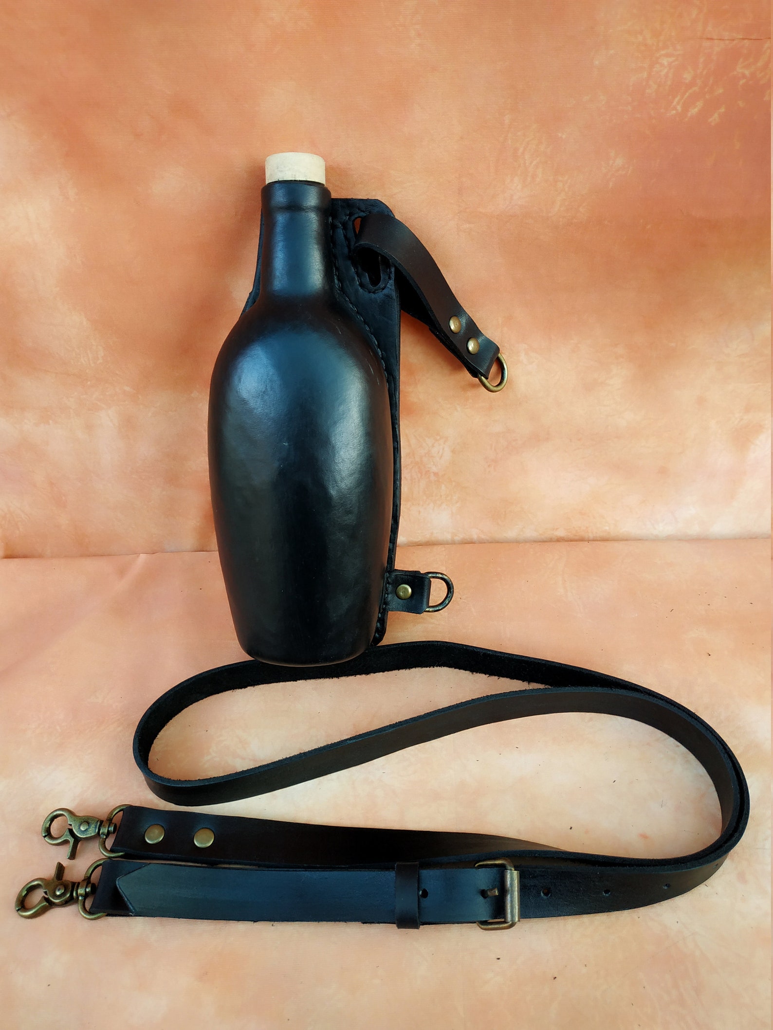 Glass Leather Bottle Medieval Leather Water Bottle Medieval | Etsy UK