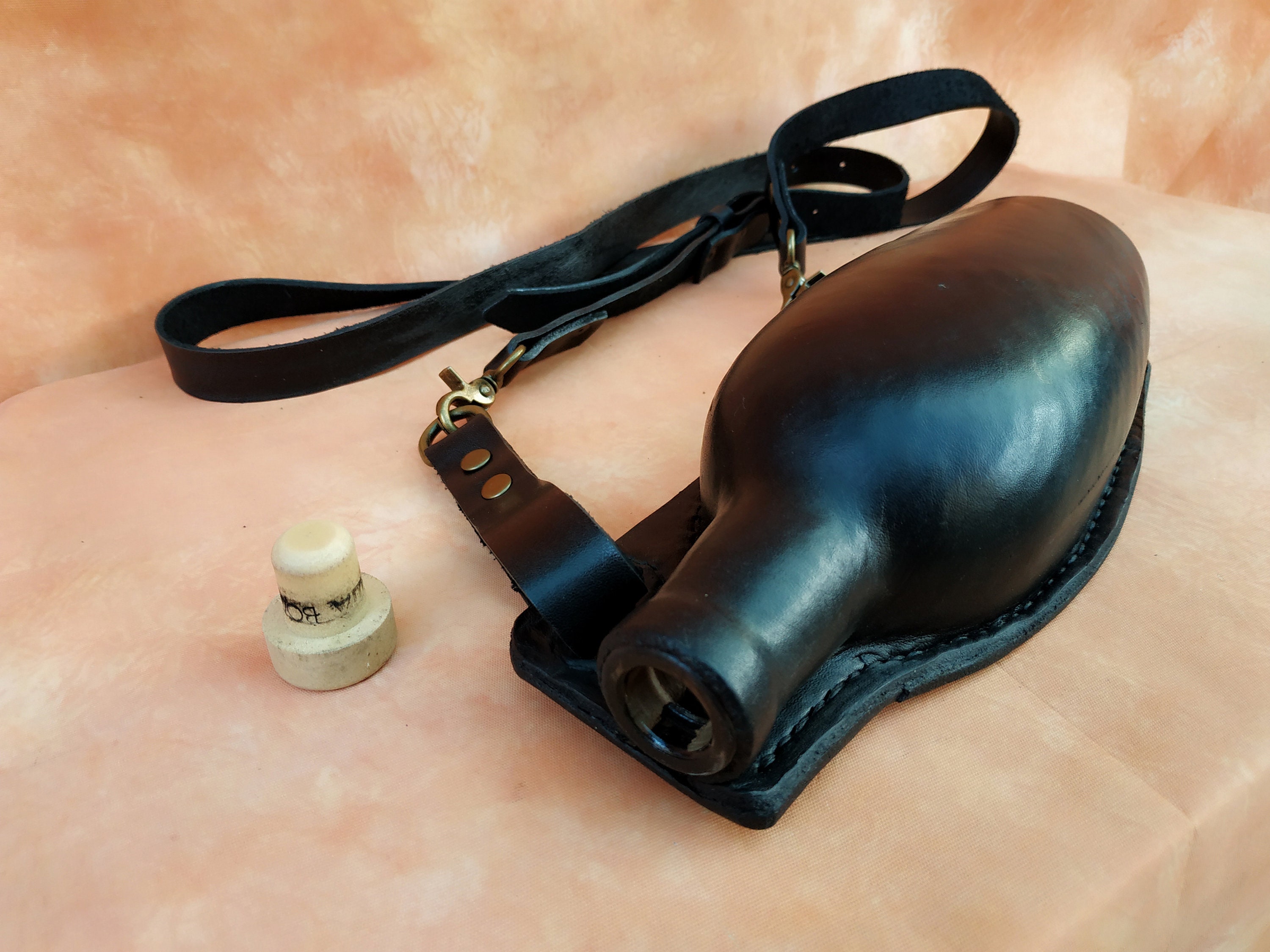 Glass Leather Bottle Medieval Leather Water Bottle Medieval | Etsy UK