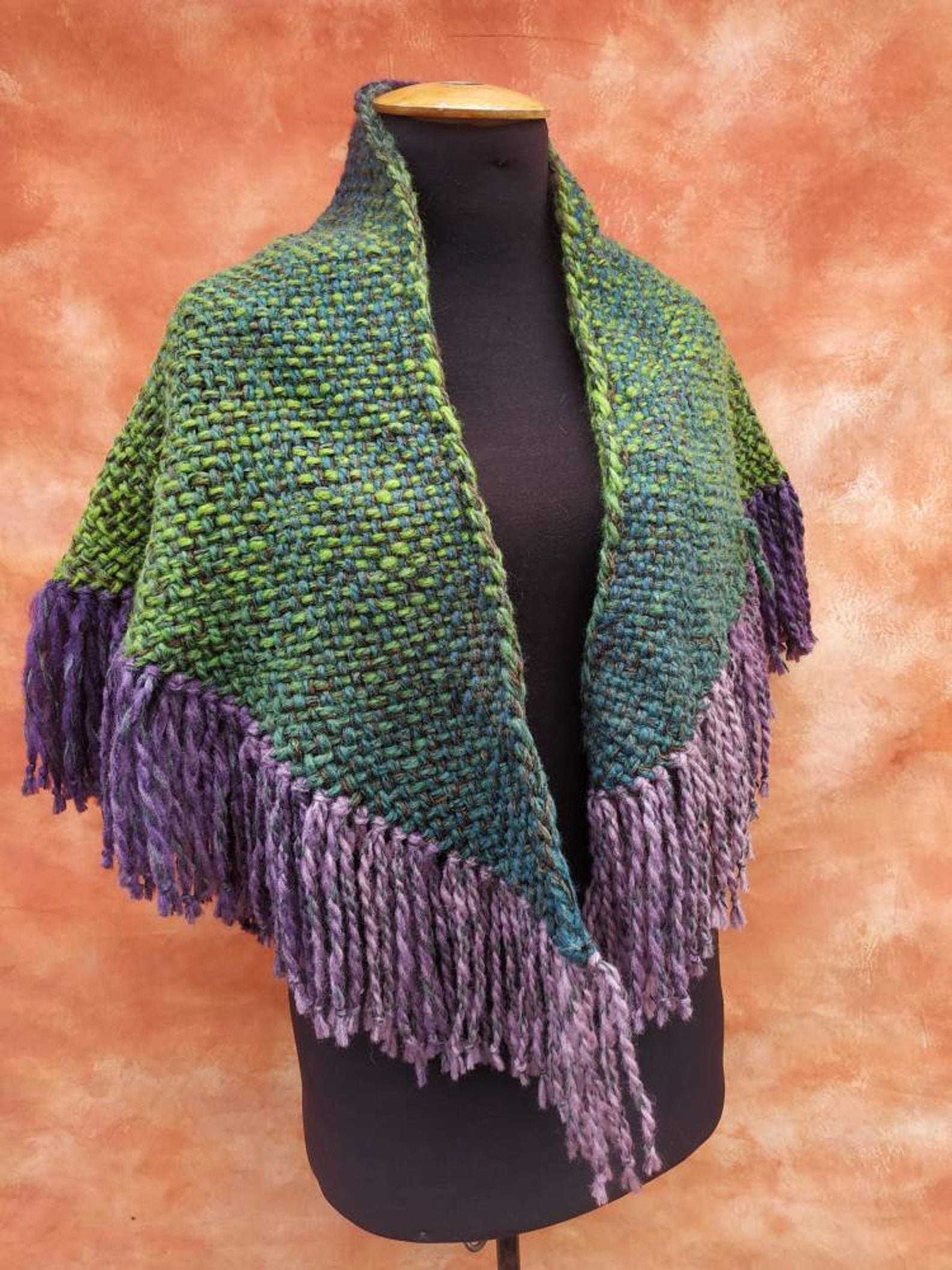 Hand Woven Wool Triangle Shawl Medieval Shawl Witchy Wrap - Etsy