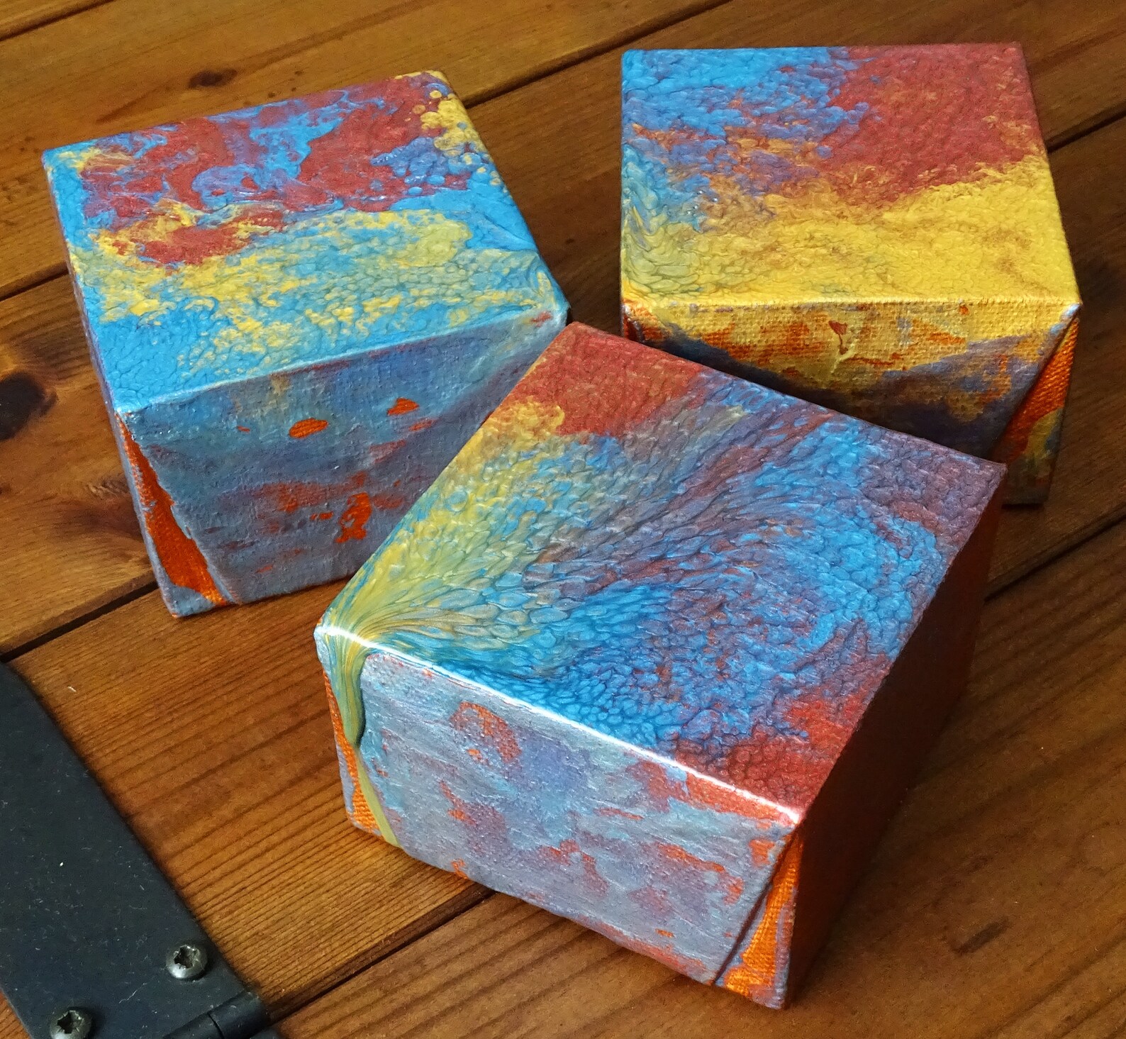 Abstract Painting / Colorful Cube 1 / Pouring Painting / | Etsy