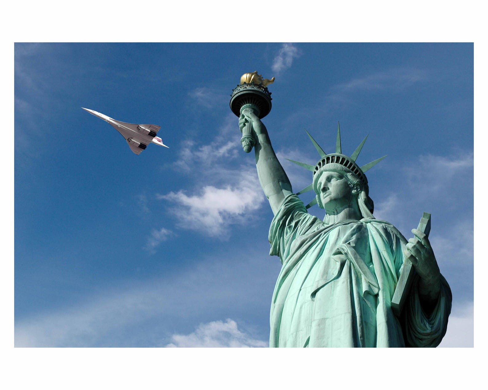 Concorde Flying Over Statue of Liberty Aviation Memorabilia Art Decor ...