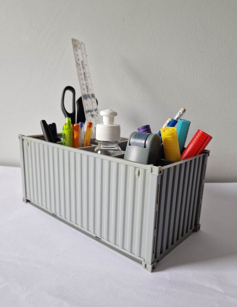 Shipping Container Themed Desk Tidy - Grey - Etsy