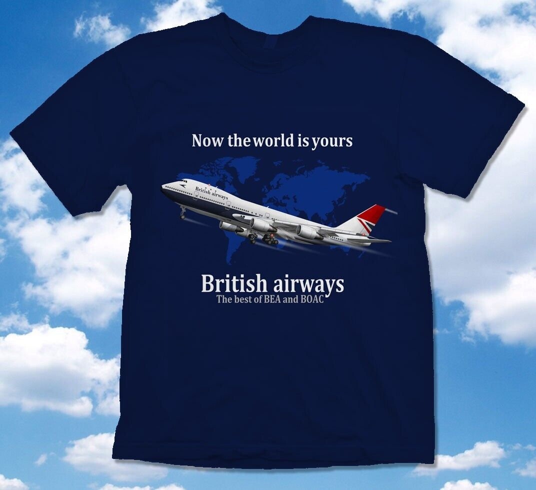 British Airways "negus" Boeing 747 Jumbo Jet T-shirt - Planespotting ...