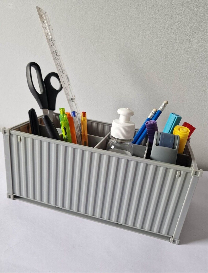 Shipping Container Themed Desk Tidy - Grey - Etsy