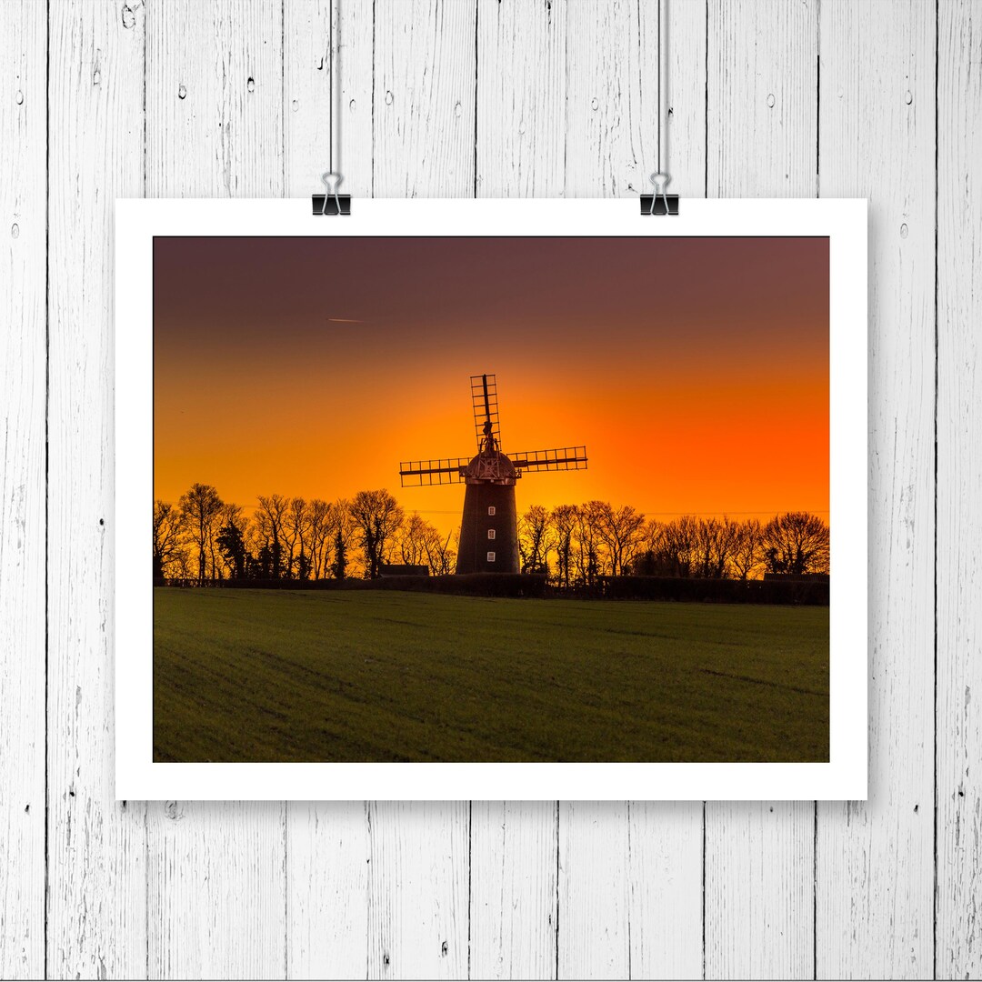 Ixworth Pakenham Windmill Sunset Scene Suffolk Landscapes Poster Prints ...