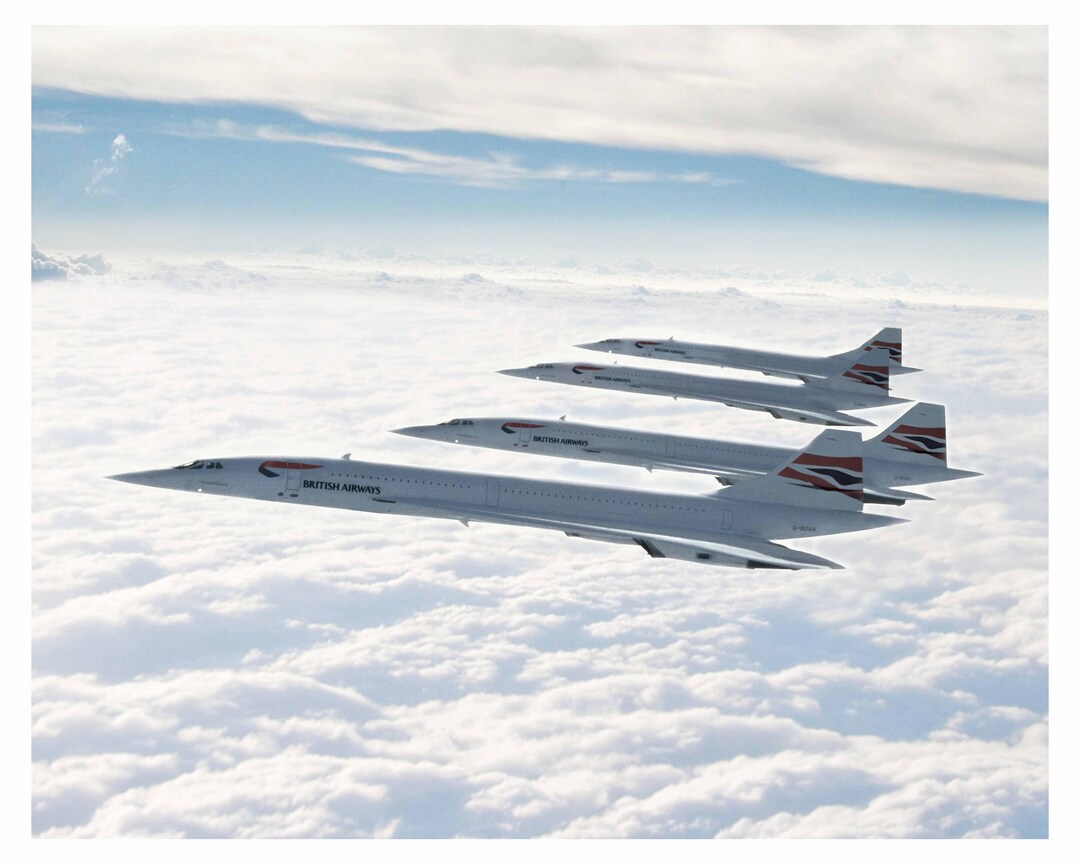 Four Concorde's Flying in Formation Aviation Memorabilia Art Decor ...