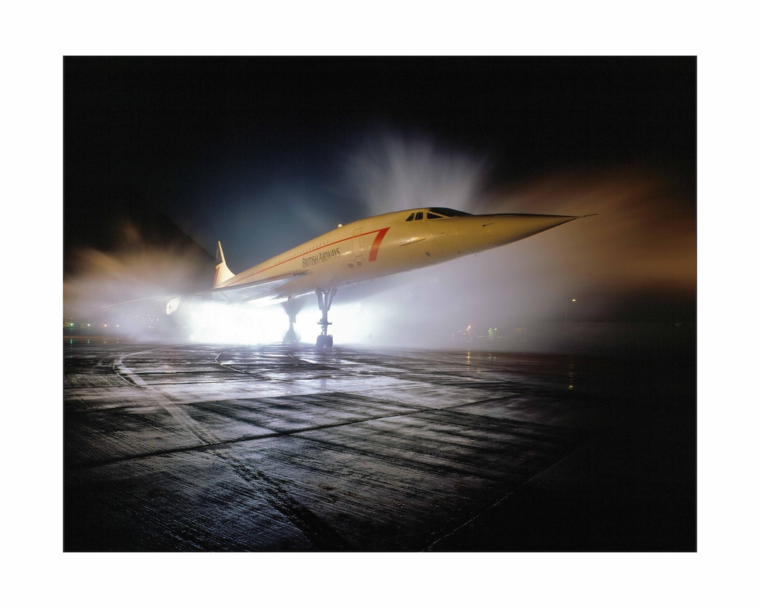 Concorde at Night at Heathrow Airport Aviation Memorabilia Art Decor ...