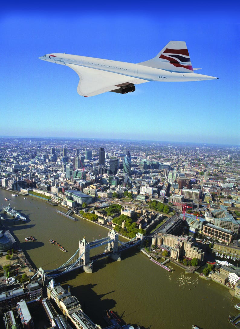 British Airways Concorde Postcard Flying Over Central London - Etsy