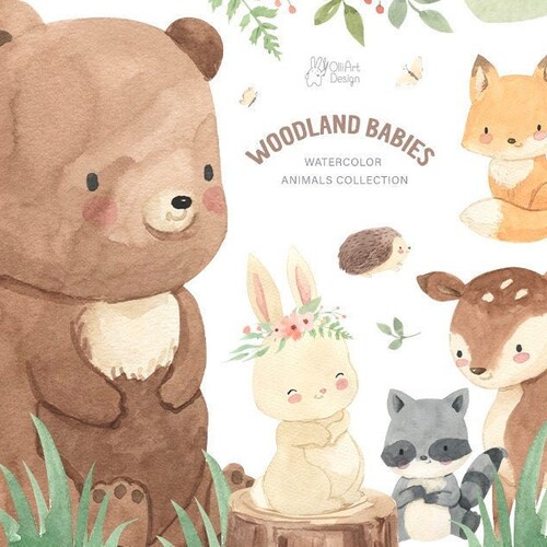 Forest Friends Clipart Woodland Animals Clip Art Vector - Etsy