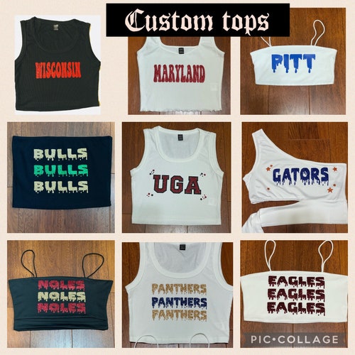 Custom College Team or Your Logo Personalized Cropped White - Etsy