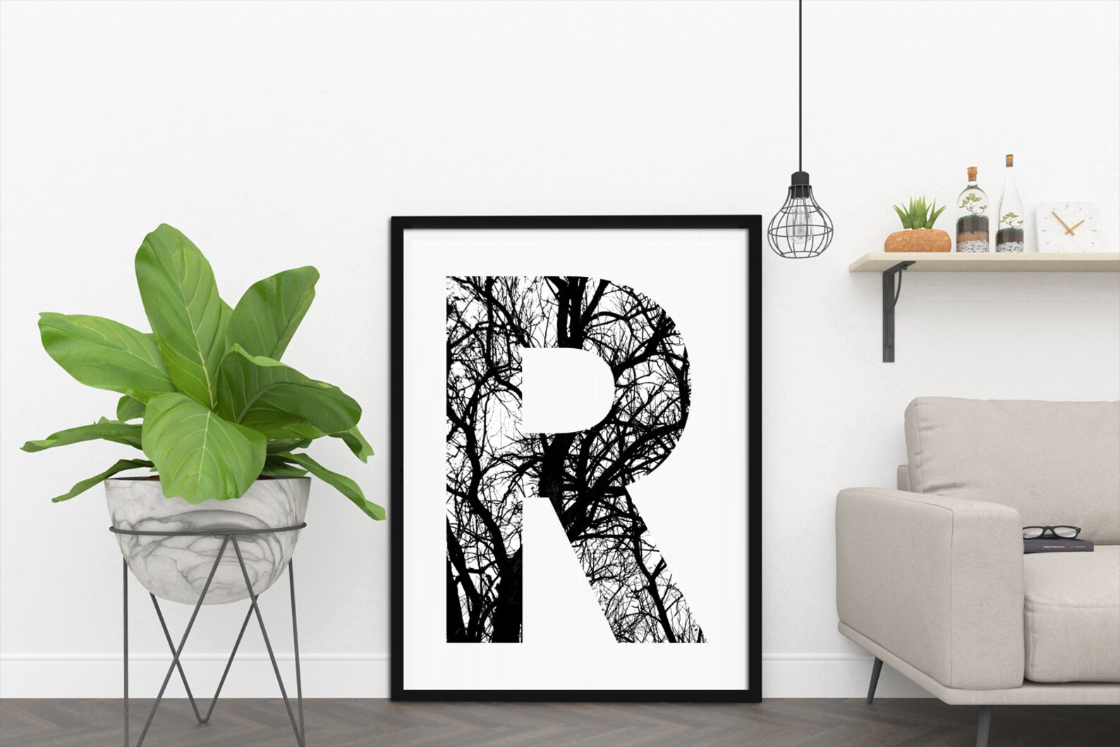 Nature Letter R, Printable Wall Decor, Minimalist Prints, Inspirational ...