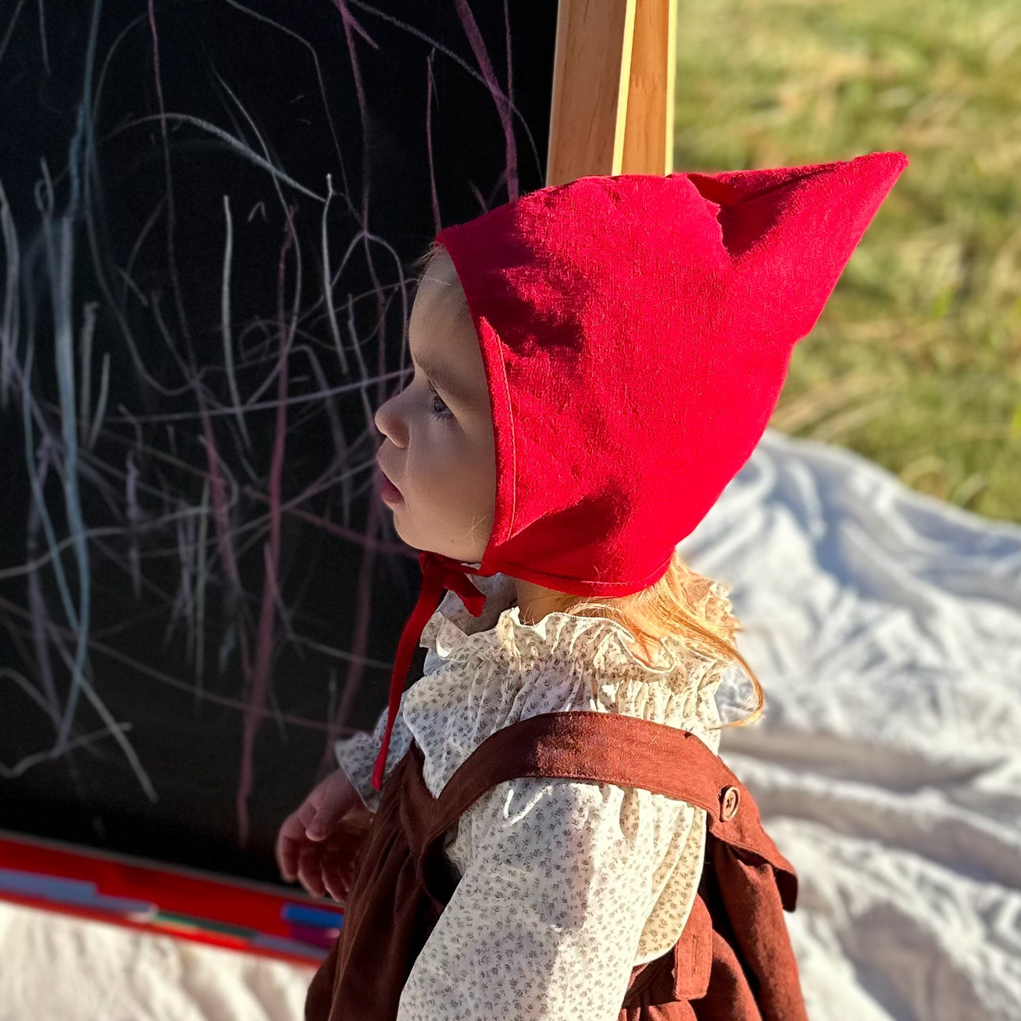 Green Linen Pixie Bonnet, Baby Elf Hat, Gnome Hat, Baby Winter Hat ...
