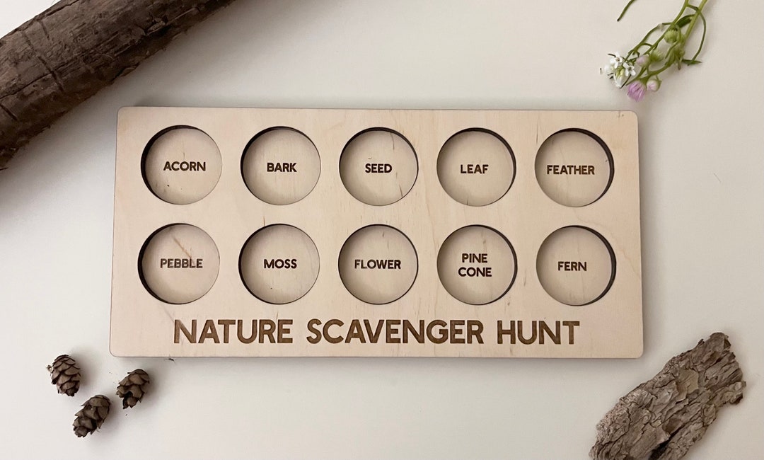 Nature Scavenger Hunt, Preschool Gift, Montessori, Homeschool, Wooden ...