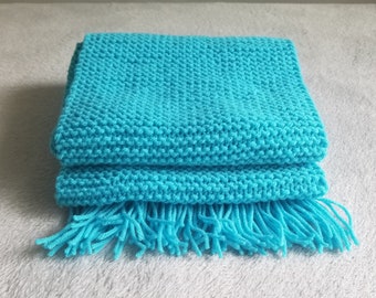 Turquoise Knit Scarf - Etsy