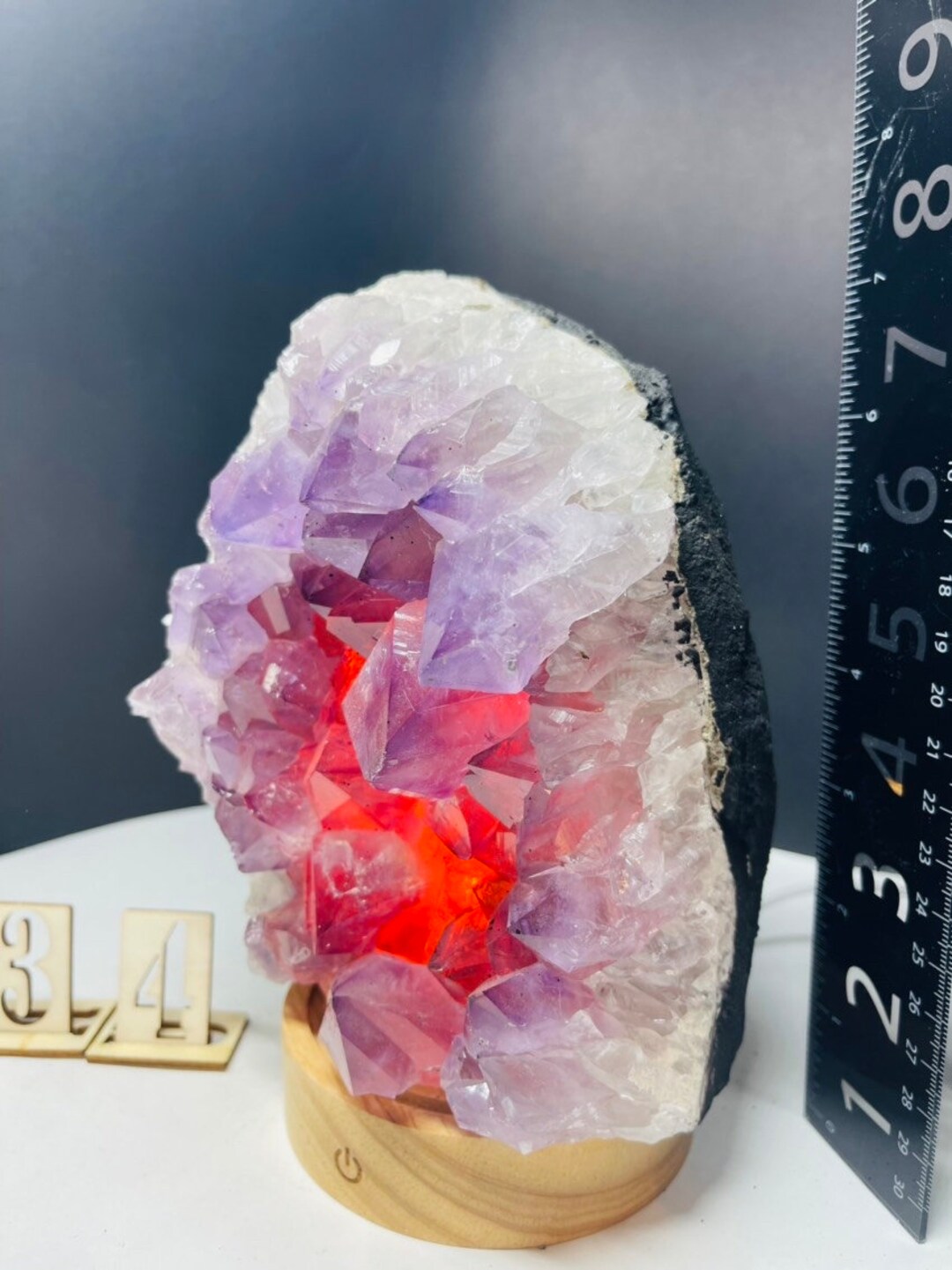AMETHYST Cluster Lamp With USB Dimmer, Flame and Breath LED Effects and ...