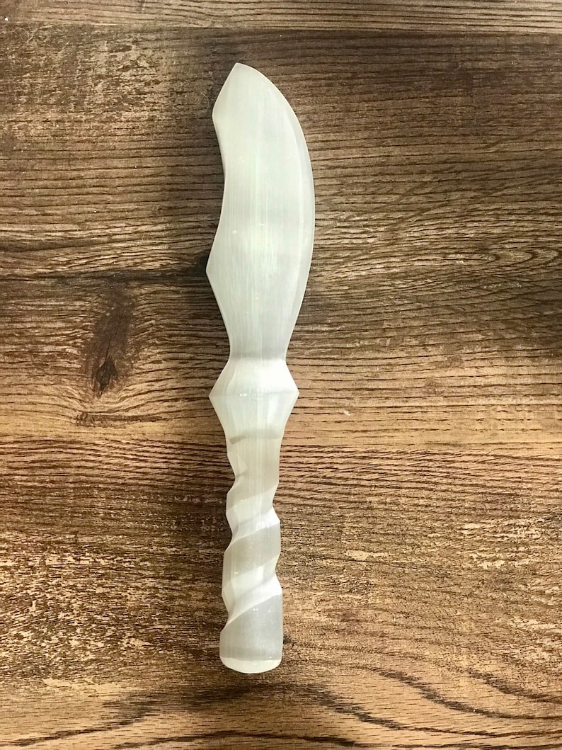 Selenite Sword Swirl Handle White Crystal Dagger Polished - Etsy