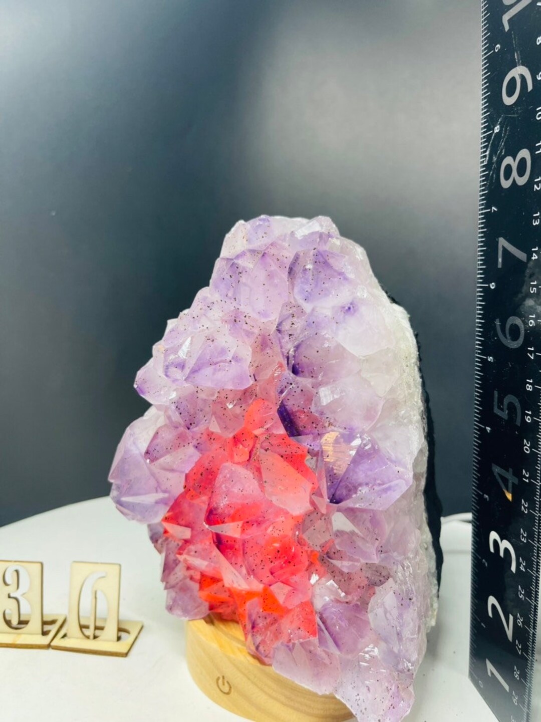 AMETHYST Cluster Lamp With USB Dimmer, Flame and Breath LED Effects and ...