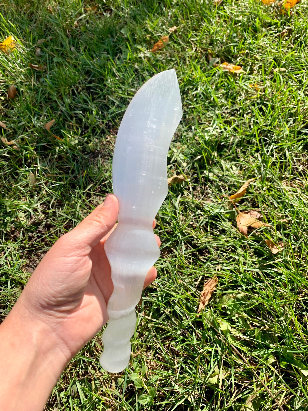 Selenite Sword - Swirl Handle White Crystal Dagger - Polished Carved ...