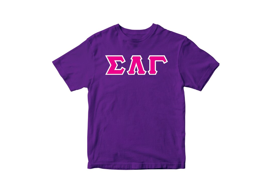 Greek Letter Shirt Sigma Lambda Gamma Sorority Purple Tshirt Machine Applique Twill Letter Patch ...