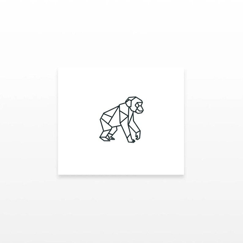 2x Monkey Origami Temporary Tattoos - Etsy