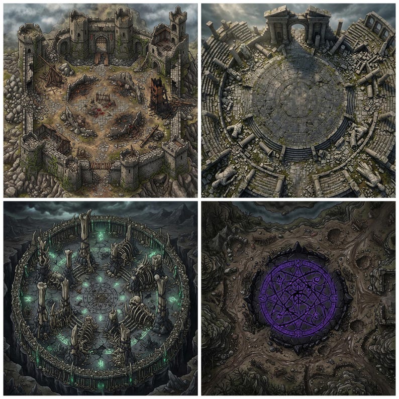 Boss Arena Battle Map Bundle 50 Maps 3600x3600 JPG | Fantasy RPG Boss ...