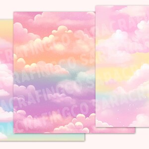 Pastel Cloud Bundle Digital Paper Seamless Colorful Cloud Sky ...