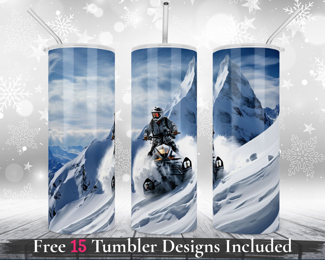 Snowmobile Tumbler Wrap Png 20oz Skinny Tumbler, Winter Vibes Straight ...