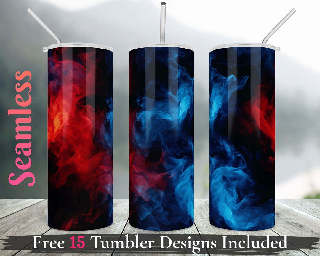 Blue Red Smoke Tumbler Png 20oz Skinny Tumbler Wrap Seamless Patriotic ...