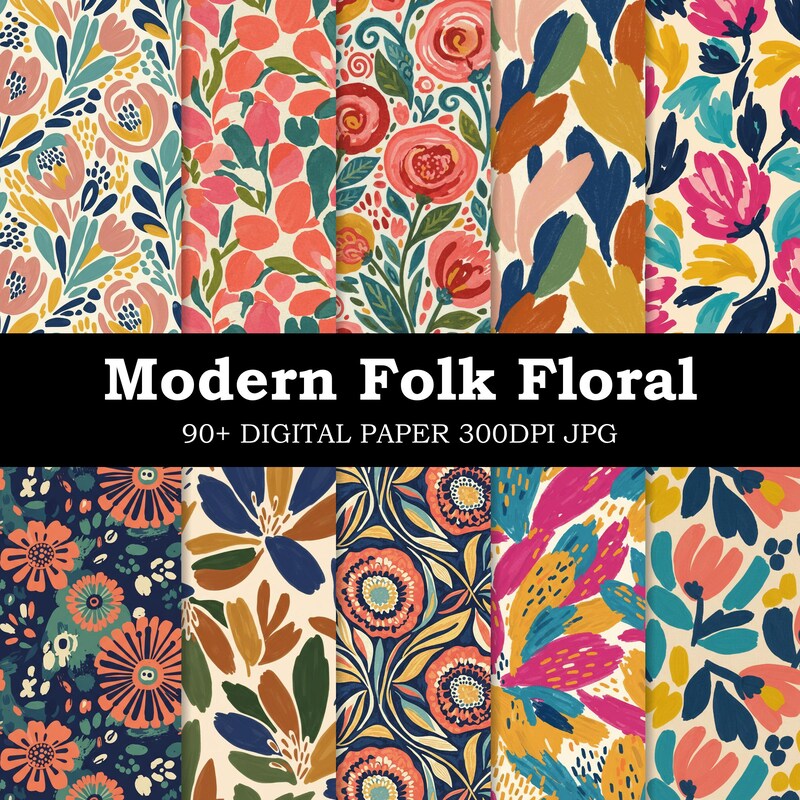 Folk Flower Background - Etsy