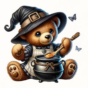 Cute Halloween Teddy Bear Clipart Png Set for Sublimation Commercial ...