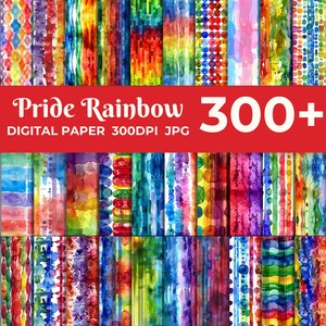300 Pride Rainbow Digital Paper Watercolor Printable Bundle Digital ...