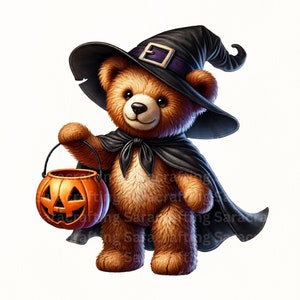 Cute Halloween Teddy Bear Clipart Png Set for Sublimation Commercial ...
