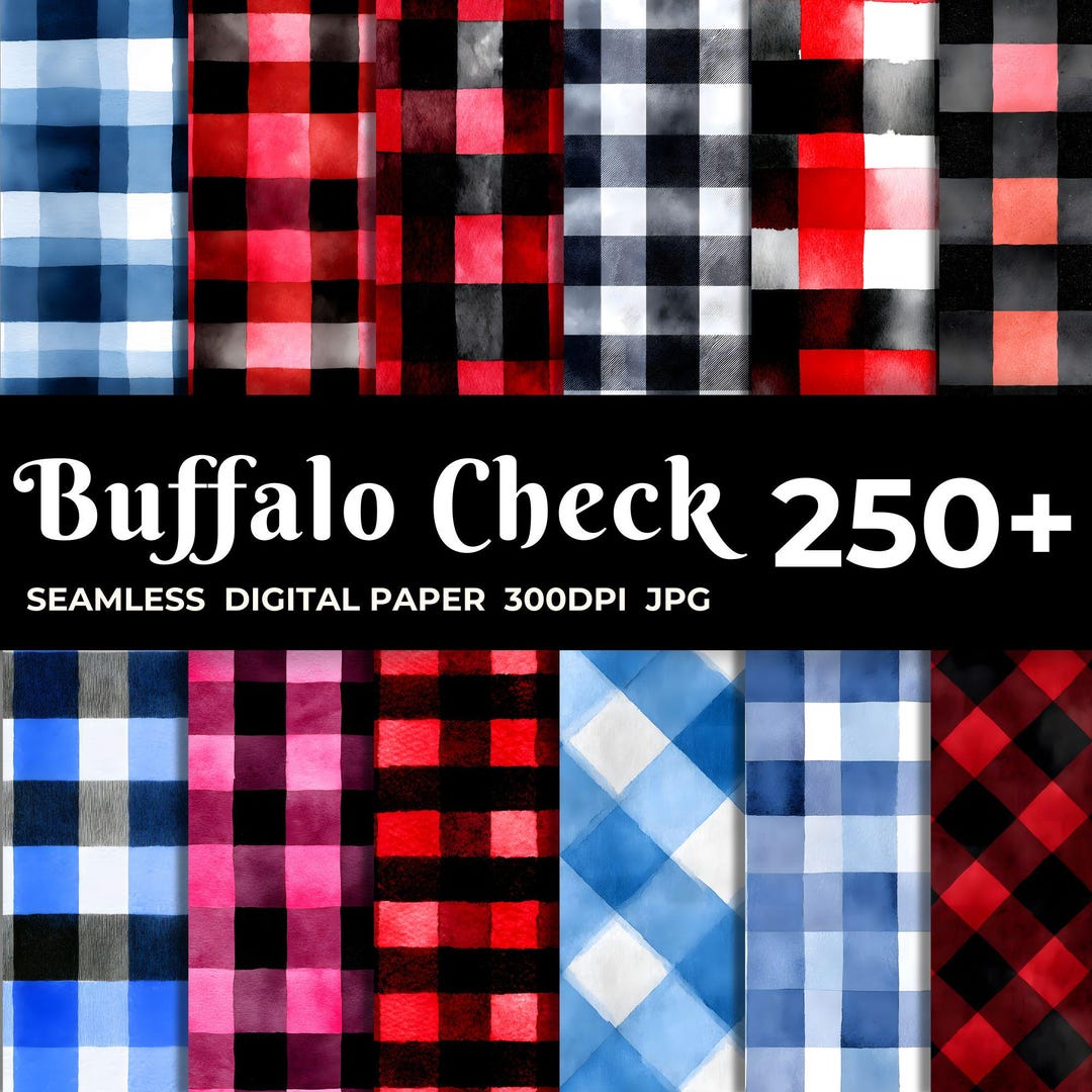 250+ Buffalo Plaid Digital Paper Bundle | Colorful Checkered Gingham ...