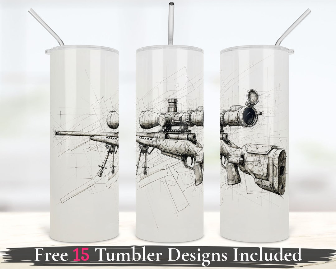 Rifle Gun Tumbler Wrap Png Sublimation 20oz Skinny Tumbler Handgun ...