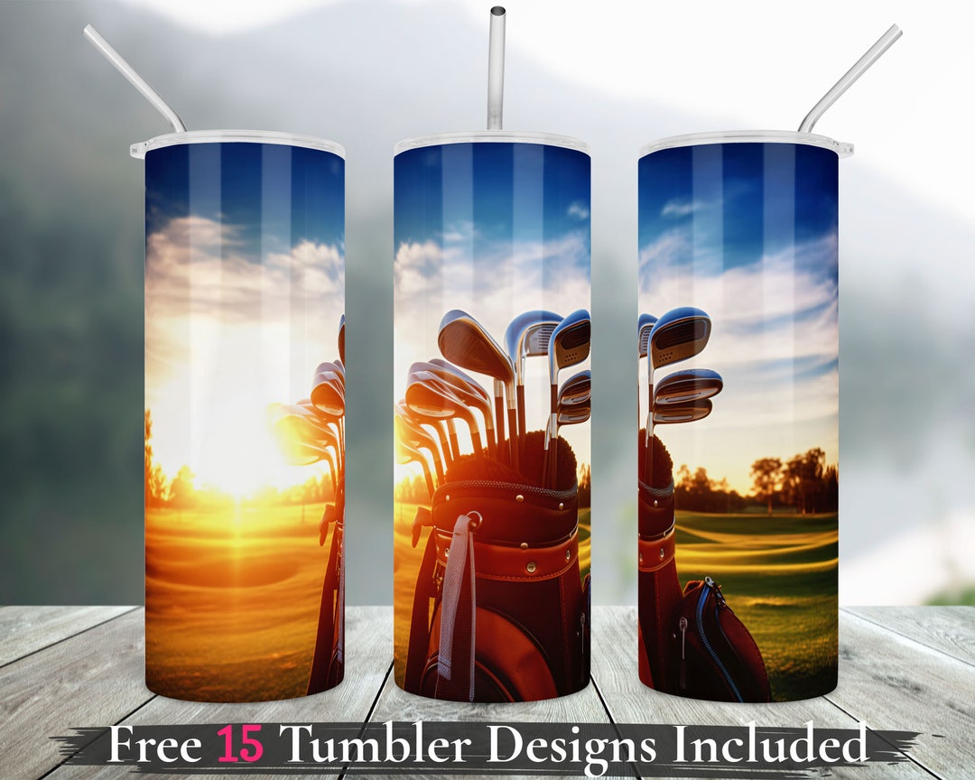 Golf Tumbler Wrap Golfer Gift Sublimation Design Golf Gear With Clubs ...