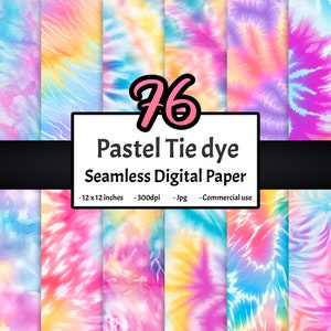 76 Seamless Design Tie Dye Watercolor Printable Bundle Digital Paper 12 ...