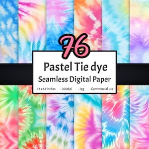 76 Seamless Design Tie Dye Watercolor Printable Bundle Digital Paper 12 ...