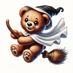 Cute Halloween Teddy Bear Clipart Png Set for Sublimation Commercial ...