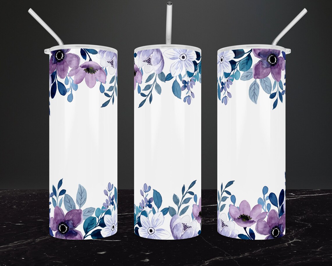 Watercolor Purple Floral Sublimation Designs for Tumbler - Etsy