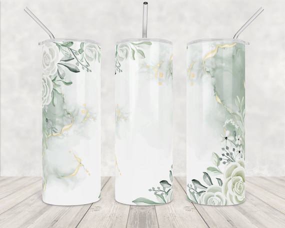 Watercolor White Floral Png Sublimation Designs 20oz Skinny | Etsy
